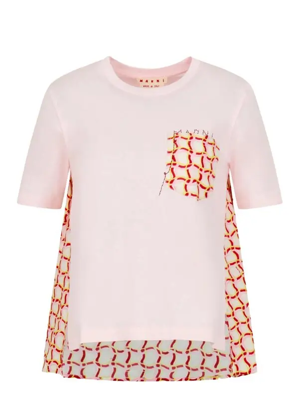 Marni Printed Short Sleeve T-shirt With Asymmetrical Hem - Pink