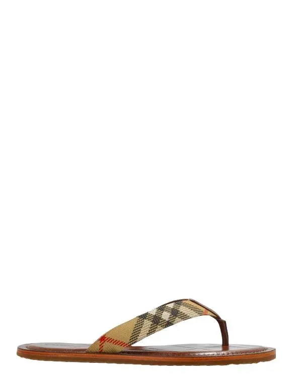 Burberry Checkered Thong Sandals - Brown