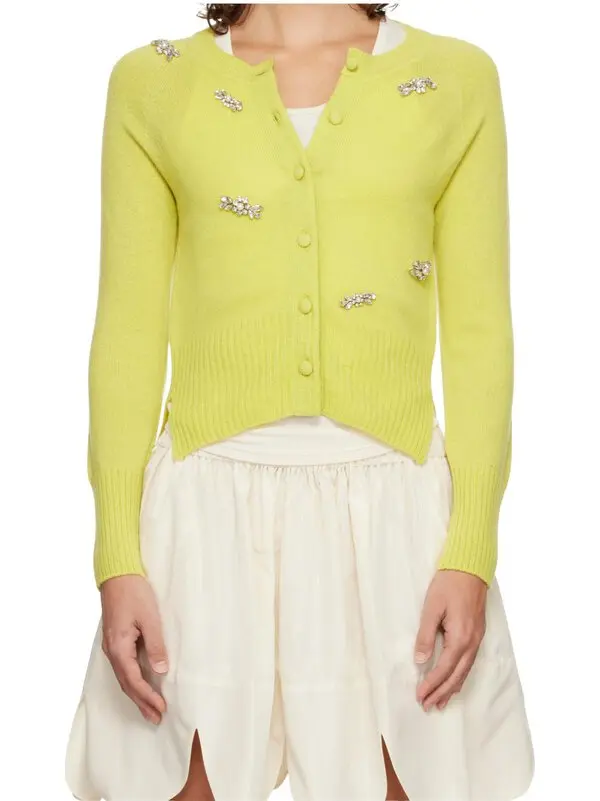 Simone Rocha Long-sleeved Cashmere Knit Cardigan - Yellow