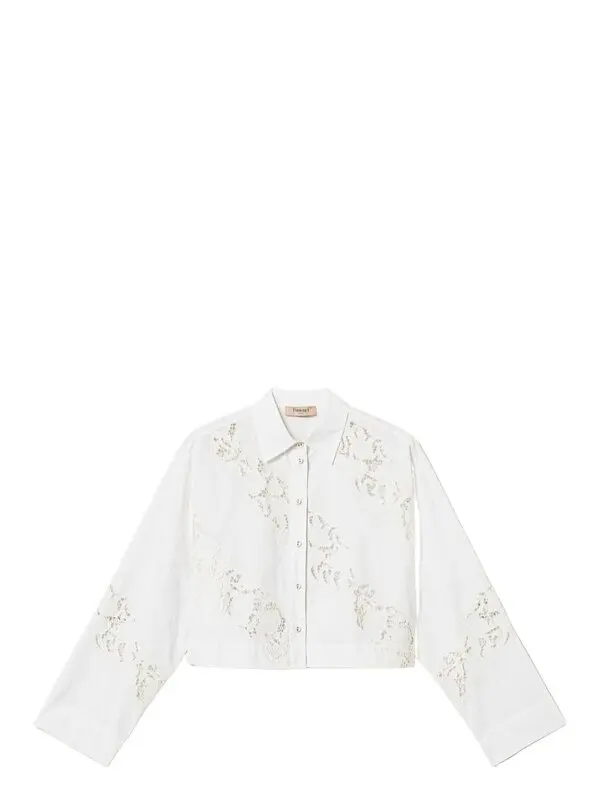 TWINSET Embroidered Cropped Shirt - White