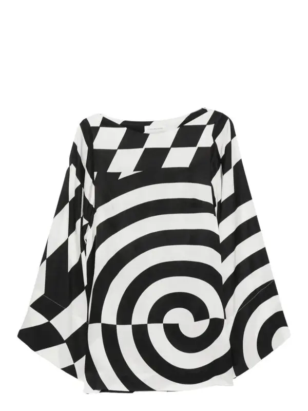 Dries Van Noten Geometric Print Long Sleeve Top - Black