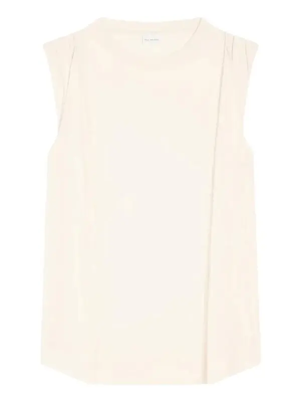 Dries Van Noten Sleeveless Crew Neck Vest With Curved Hem - Ivory