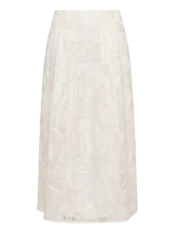 Peserico Floral Print Pleated Skirt - Sun White