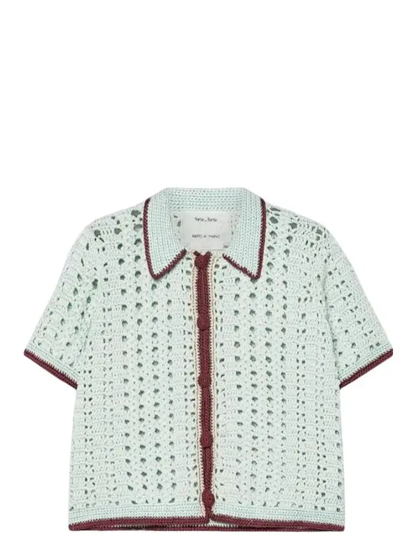 FORTE_FORTE Crochet Buttoned Shirt - Blue