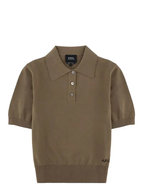 A.p.c. Short Sleeve Knitted Polo Shirt - Brown