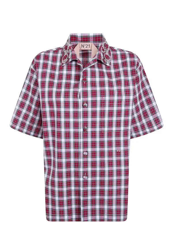N.21 Crystal Embellished Tartan Print Shirt - Check