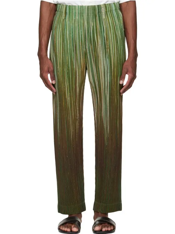 Issey Miyake Pleated Straight-leg Trousers - Green
