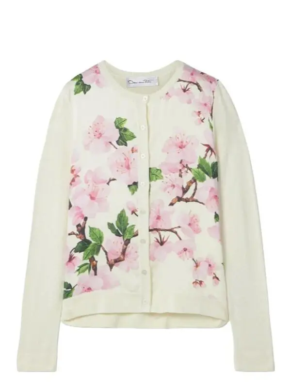 Oscar De La Renta Fair Isle And Floral Print Cardigan - White