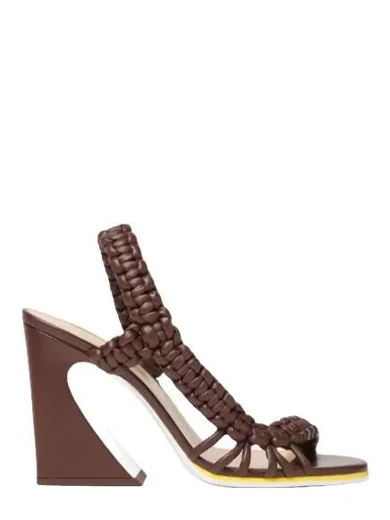 Fendi Arco Braided Heeled Sandals - Dark Brown