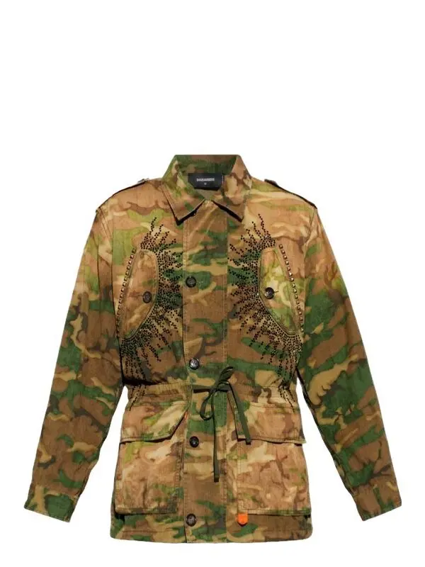 Dsquared2 Embellished Camouflage Military Jacket - Green