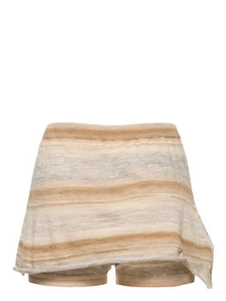 Gimaguas Ceza Striped Acrylic Blend Mini Skirt With Shorts Lining - Nude