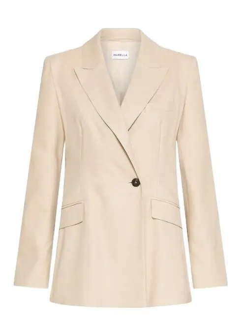 Marella Stretch Viscose-blend Twill Blazer - Beige