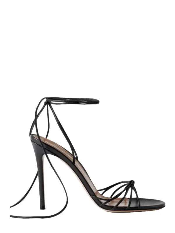 GIANVITO ROSSI Lace-up Leather Sandals - Black