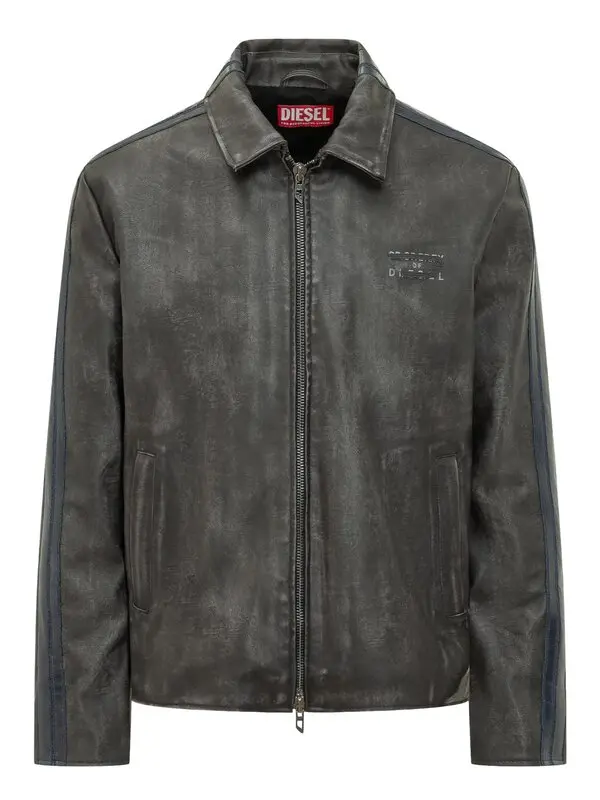 DIESEL® Zipped Jacket With Stripe Appliqués - Black