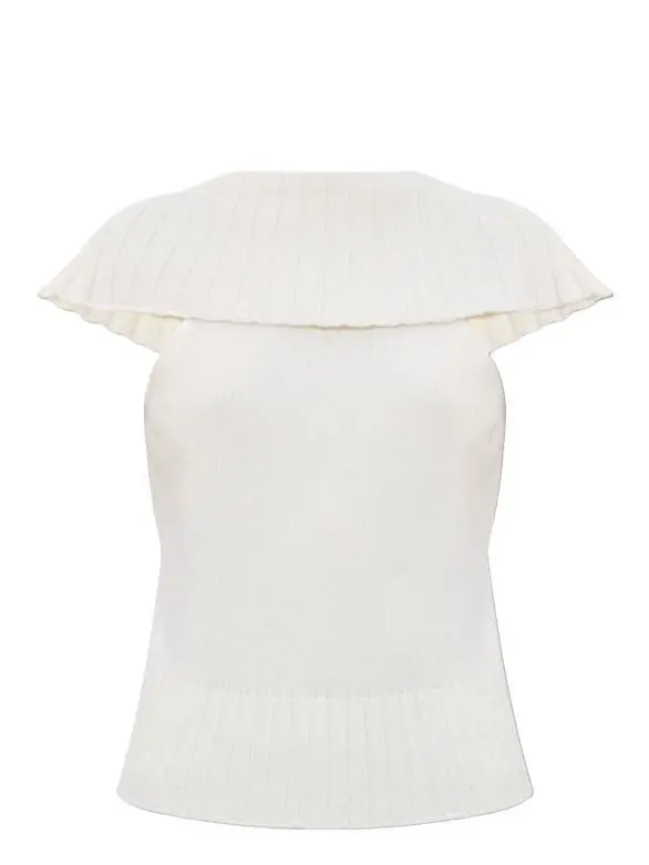 Cult Gaia Sleeveless Top With Wide Shawl Neckline - White