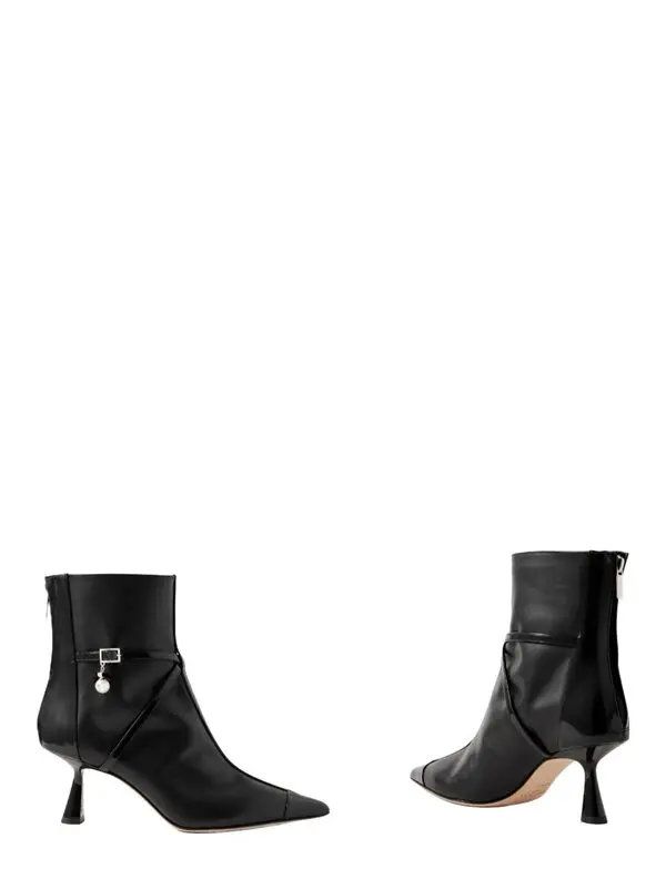 JIMMY CHOO Aren Buckled Embellished Kitten Heel Ankle Boots - Black