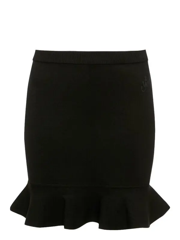 J.W.ANDERSON Jw Anderson High Waist Ruffled Hem Skirt - Black