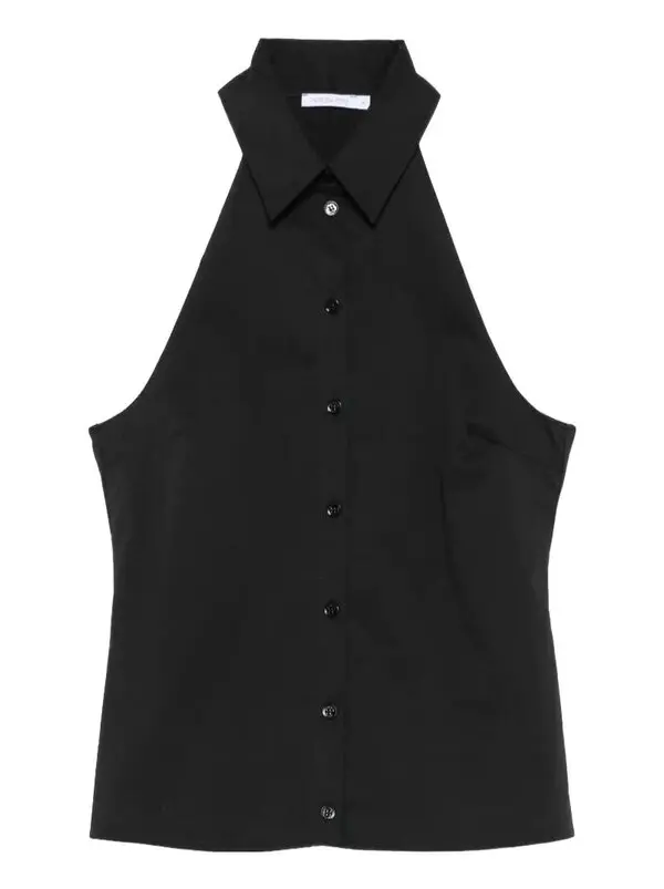 Patrizia Pepe Sleeveless Halter Neck Top With Button Closure - Black