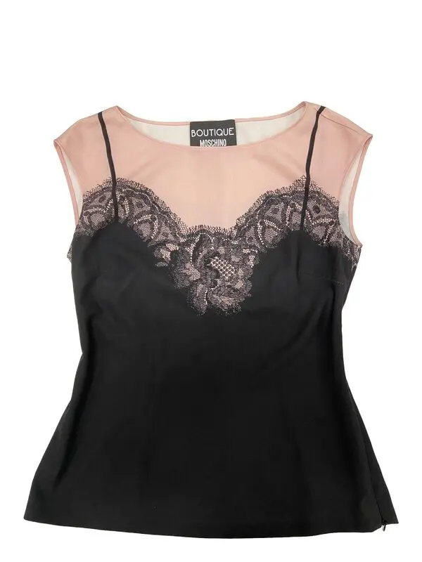 Moschino Lace Detail Sleeveless Top - Black