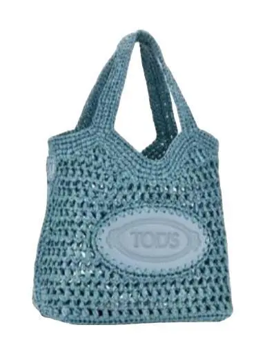 TOD'S Woven Tote Bag With Debossed Logo - Blue