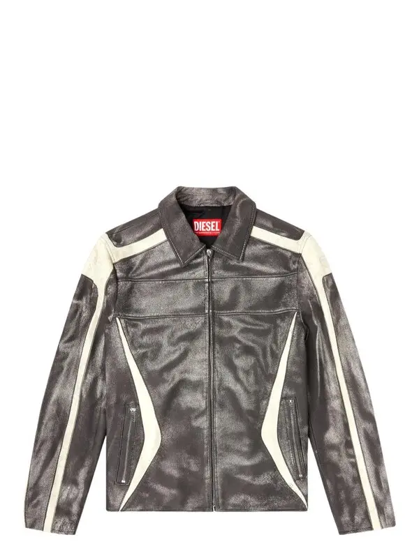 DIESEL® Leather Jacket - Black/white