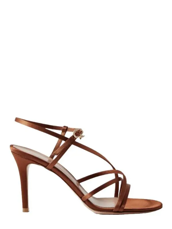 GIANVITO ROSSI Strappy Satin High Heel Sandals - Brown