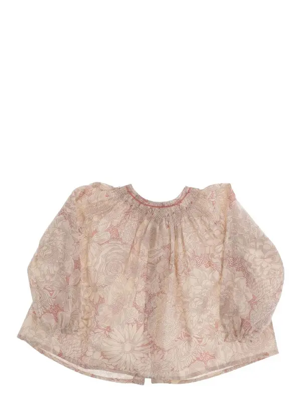 Bonpoint Long-sleeved Organic Cotton Floral Top - Nude