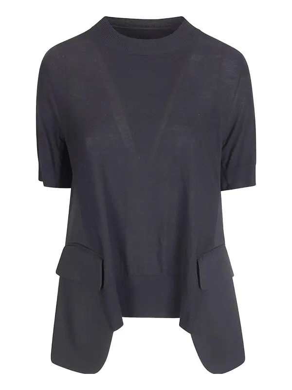 Sacai Knit Pullover With Reverse Slit Detail - Black