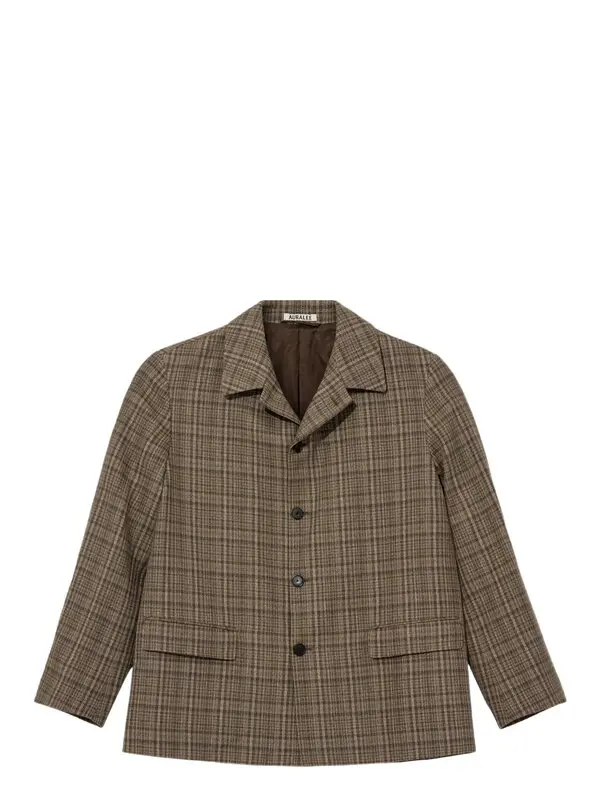 Auralee Plaid Long Sleeve Jacket - Brown