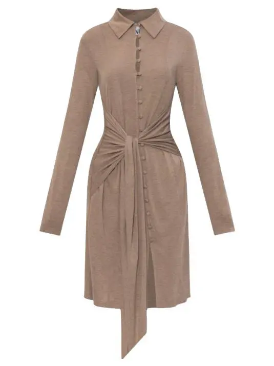 GANNI Tie-detailed Button-up Mini Dress - Brown