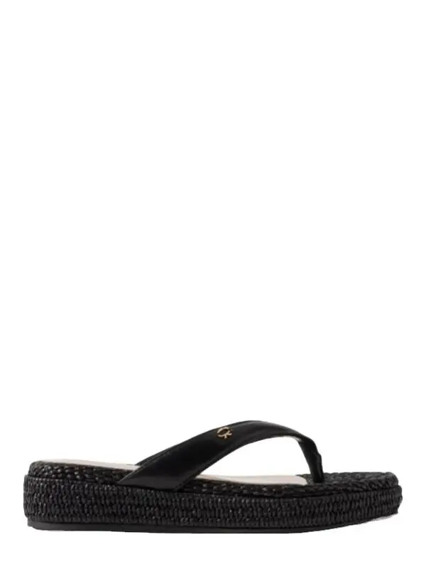 GIANVITO ROSSI Leather Platform Flip Flops With Bow Detailing - Black