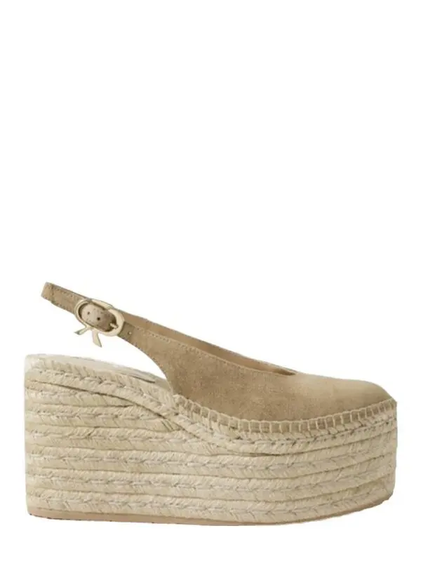 GIANVITO ROSSI Suede Slingback Platform Espadrilles - Nude