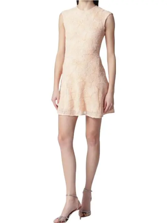 ROTATE BY BIRGER CHRISTENSEN Sleeveless Floral Embroidered Mini Dress - Vanilla-colored