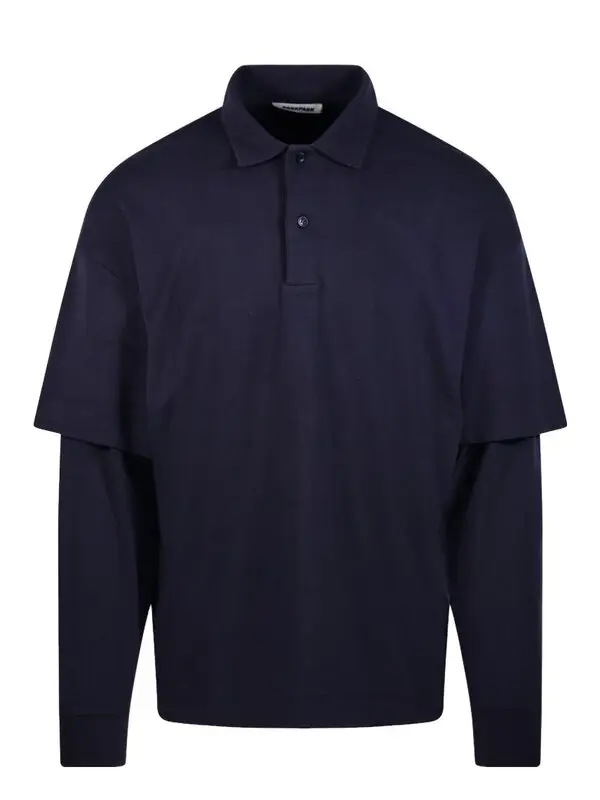 DARKPARK Long-sleeved Layered Polo Shirt - Black