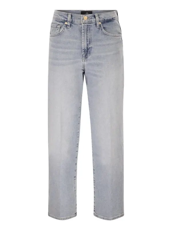 7 For All Mankind Stovepipe Straight Ankle Jeans - Gray