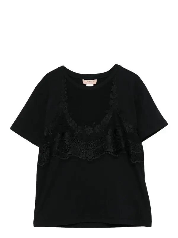 TWINSET Lace Optical Illusion T-shirt - Black