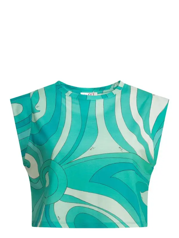 Emilio Pucci Marmo Abstract Cropped Top - Green