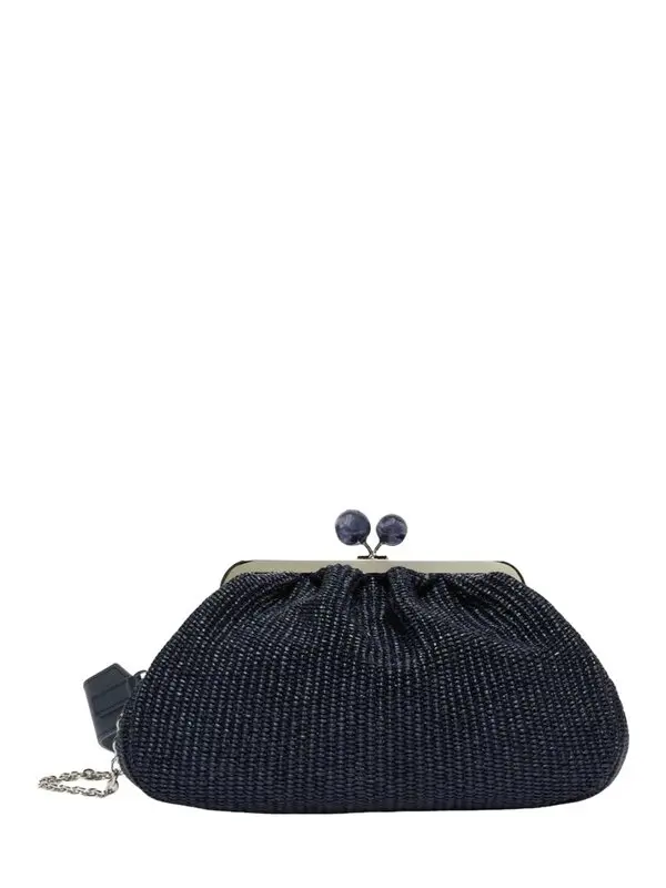 Max Mara Medium Pasticcino Woven Clutch Bag With Bead Embellishment - Ultramarine Blue