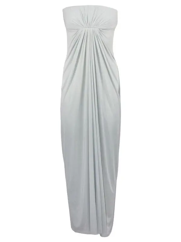 Alberta Ferretti Strapless Draped Maxi Dress - Gray