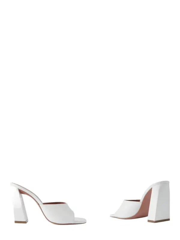 Amina Muaddi Leather Mules - White