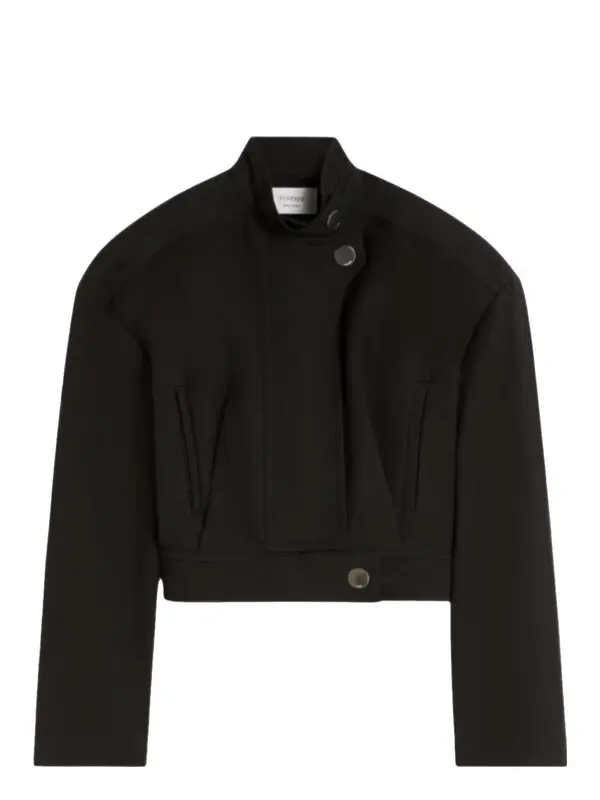 Sportmax Cotton Cropped Jacket With Detachable Yoke - Black