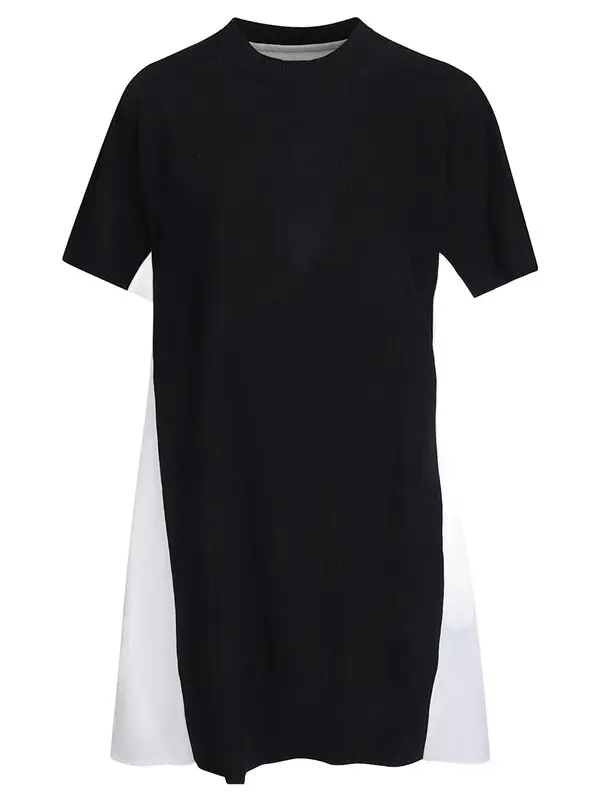 Sacai Short Sleeve Crewneck Dress - Black