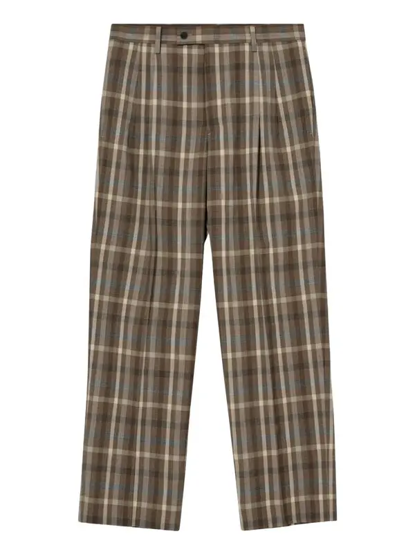 Auralee Plaid Tailored Trousers - Brown