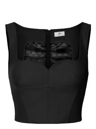 Elisabetta Franchi Sweetheart Neckline Cropped Top - Black