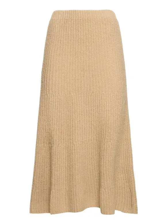 Gimaguas Knitted Wool Midi Skirt - Nude