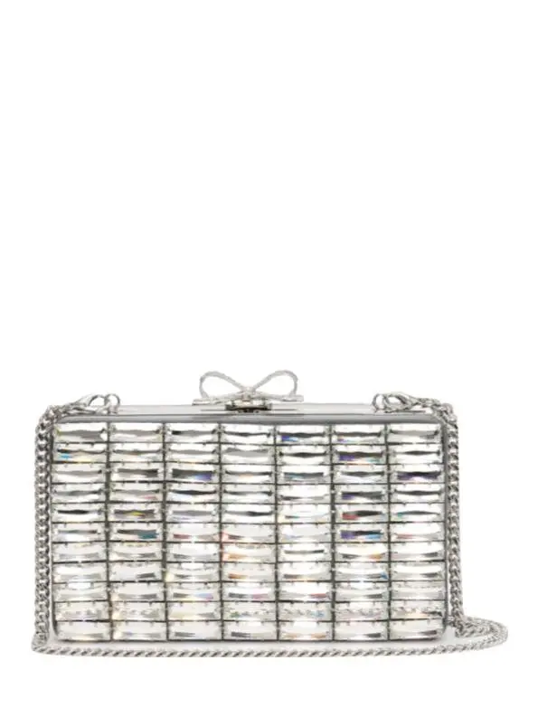 SELF-PORTRAIT Embellished Clutch Bag - Grey