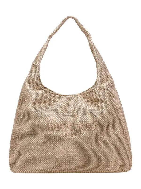 JIMMY CHOO Beach Diamond Hobo Shoulder Bag - Golddarkcappuccino