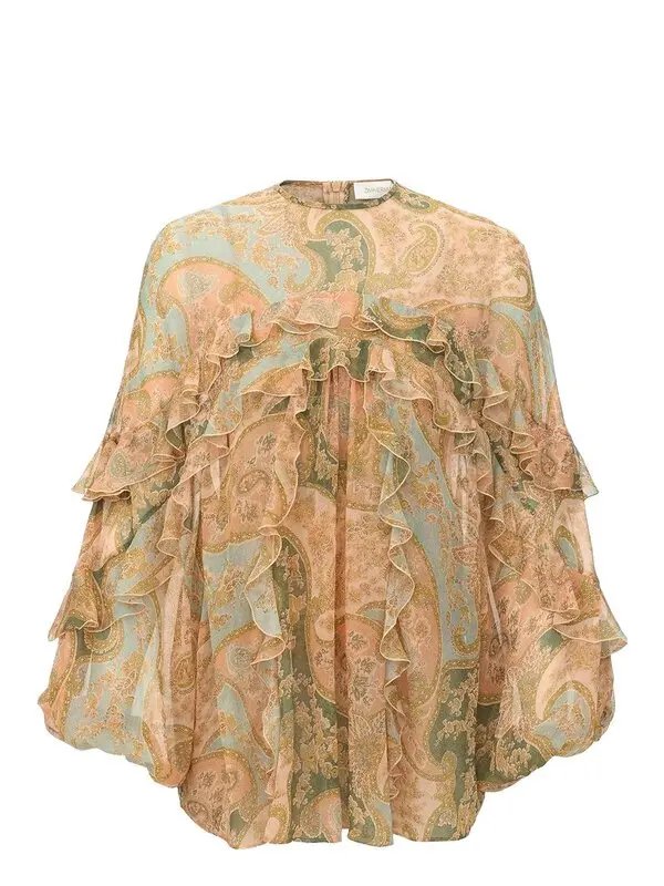 Zimmermann Luna Flutter Ruffled Paisley Blouse - Saint Paisley