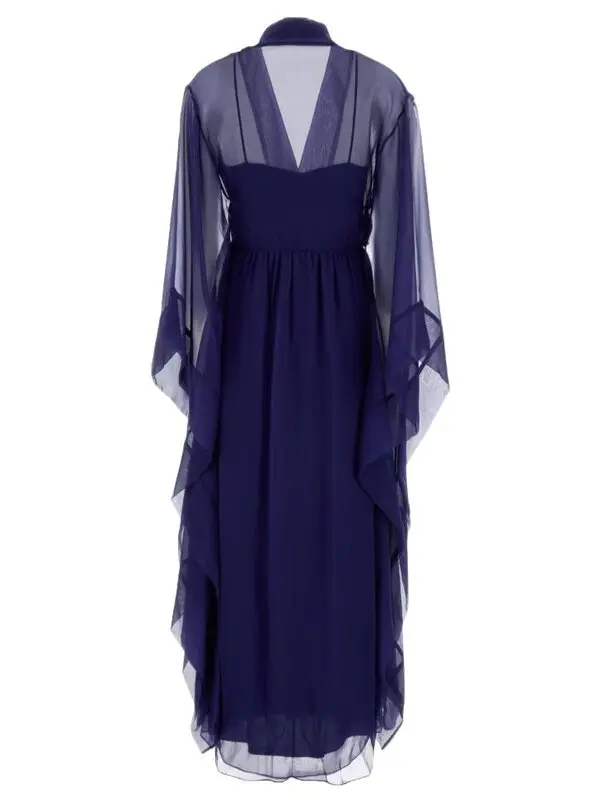 Alberta Ferretti Sheer Overlay Midi Dress - Blue
