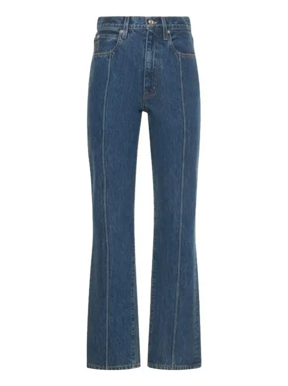 SLVRLAKE London Pintuck Straight Jeans - Blue
